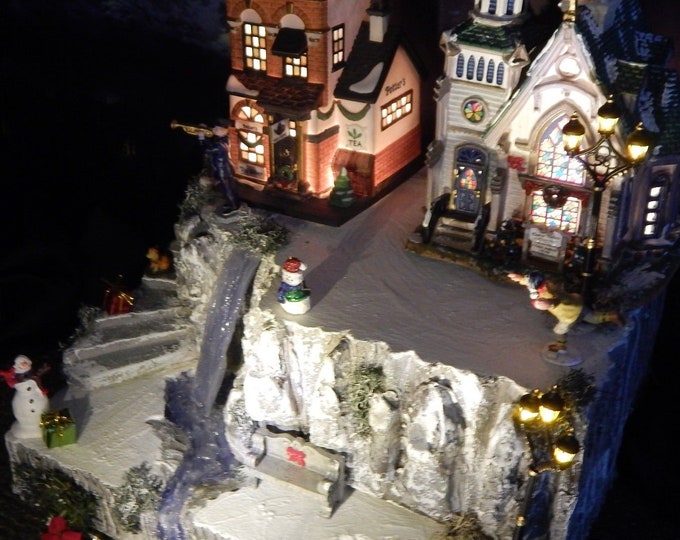 WATERFALL, Pond & Stairs Christmas Village Display Platform ONLY ...