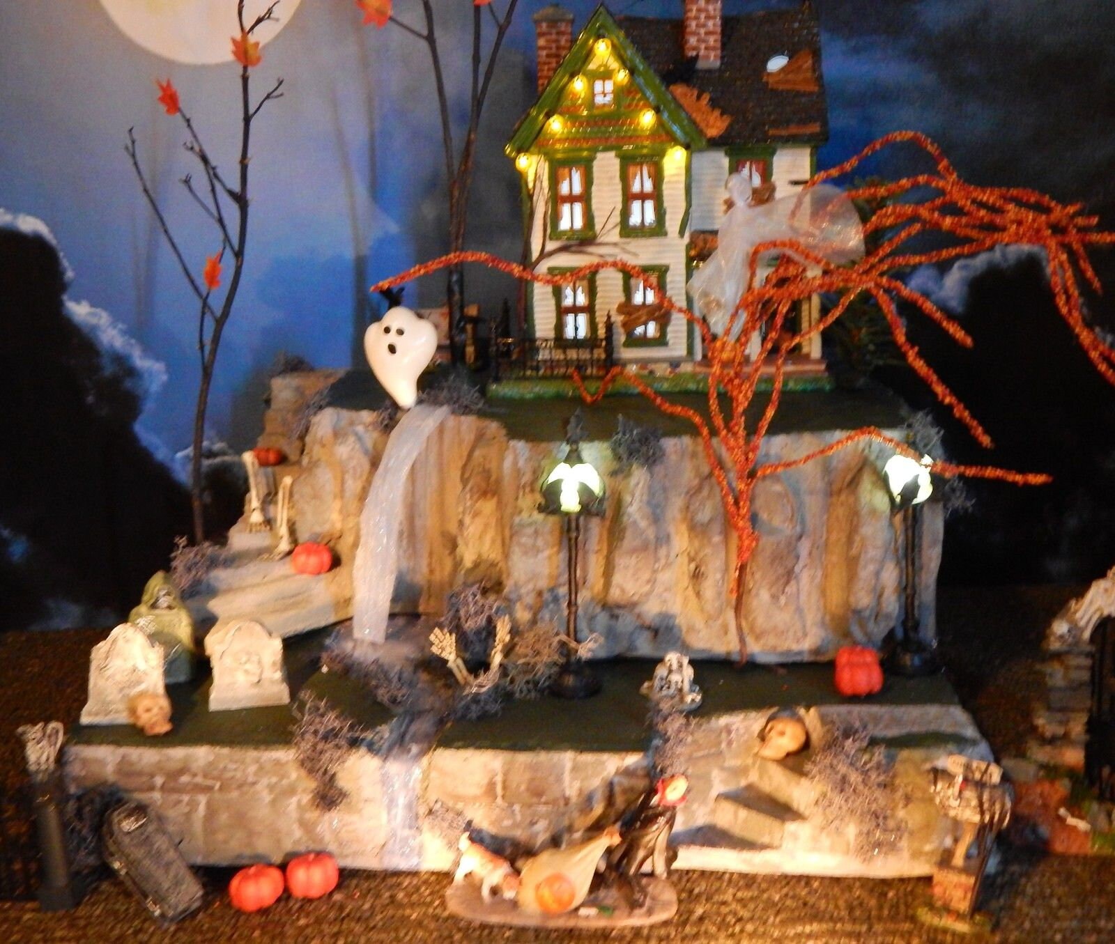 Haunted 2 WATERFALLS Halloween Village 2 Pc DISPLAY Platform - Etsy