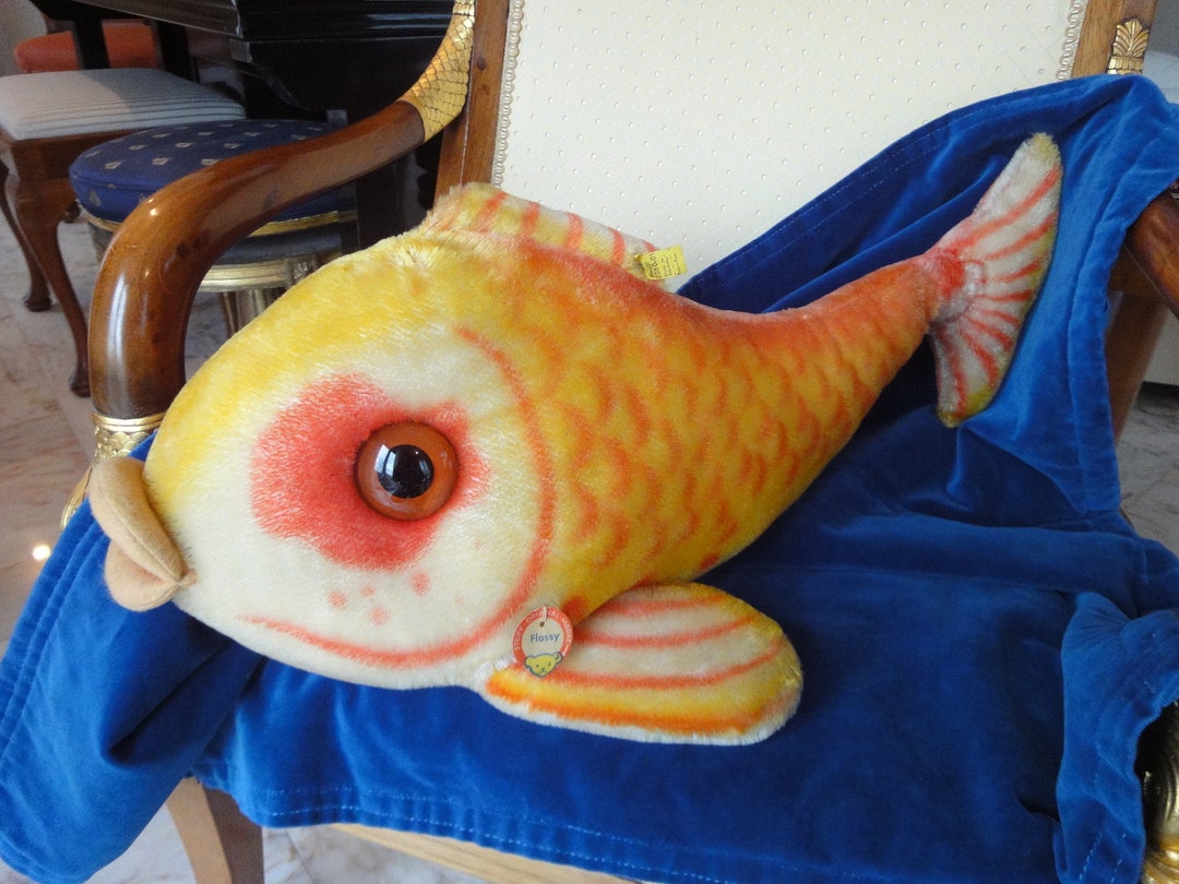 Old Huge Steiff Flossy Fish Around 1960 All Steiff Id's Steiff Button ...