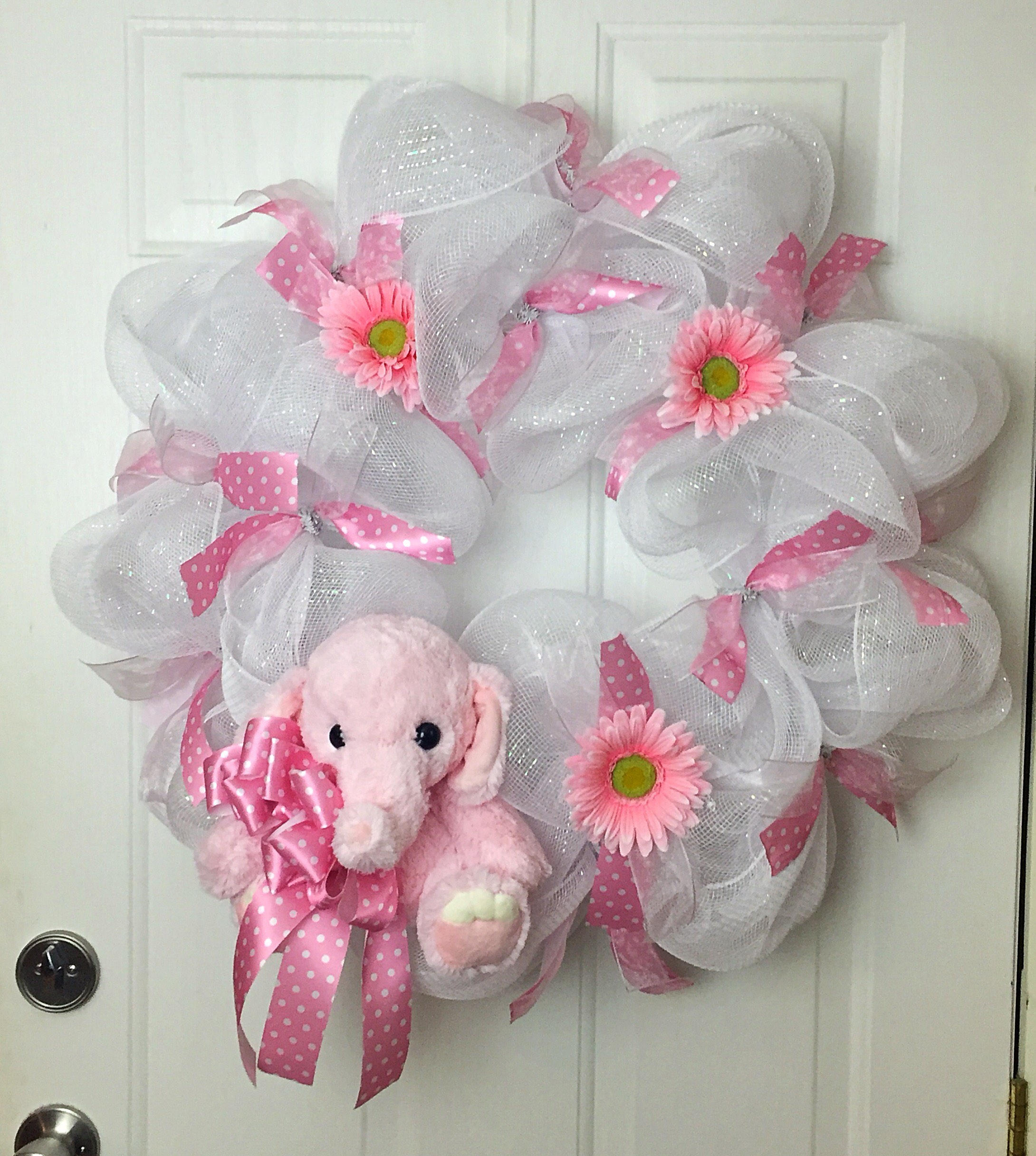 Baby Wreath, Baby Girl Shower Wreath, Shower Gift, Baby Girl Door ...