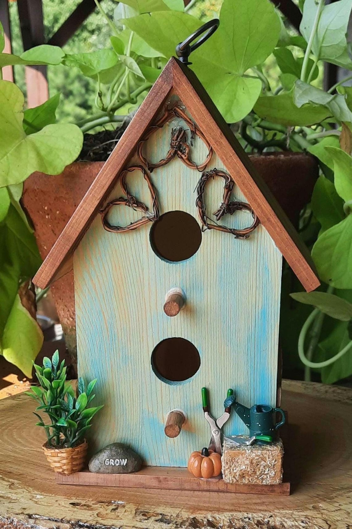 Garden Shed Birdhouse, Rustic, Blue Farmhouse - Etsy