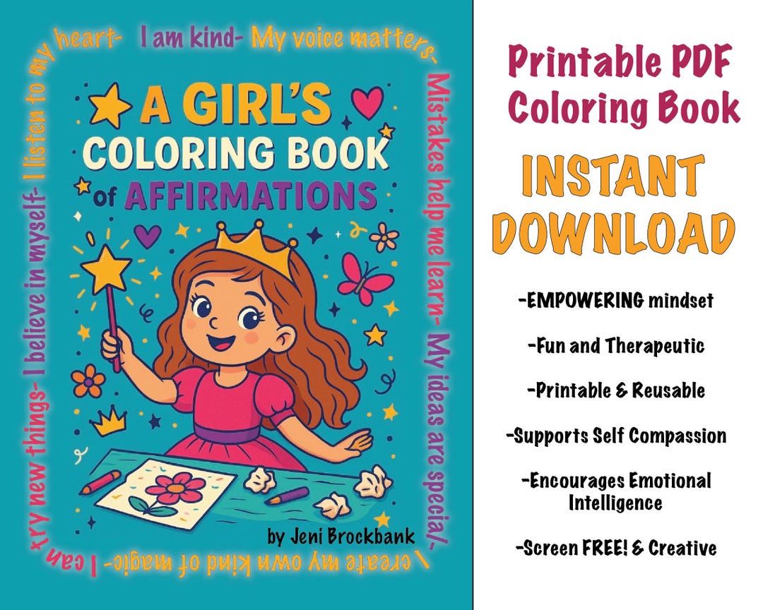 Girls Coloring Book of Affirmations Ages 4-8 - Etsy