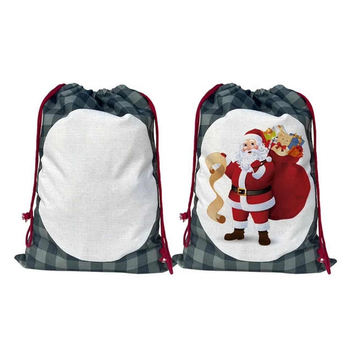 Jumbo Sublimation Buffalo Plaid Santa Sacks RTS - Etsy