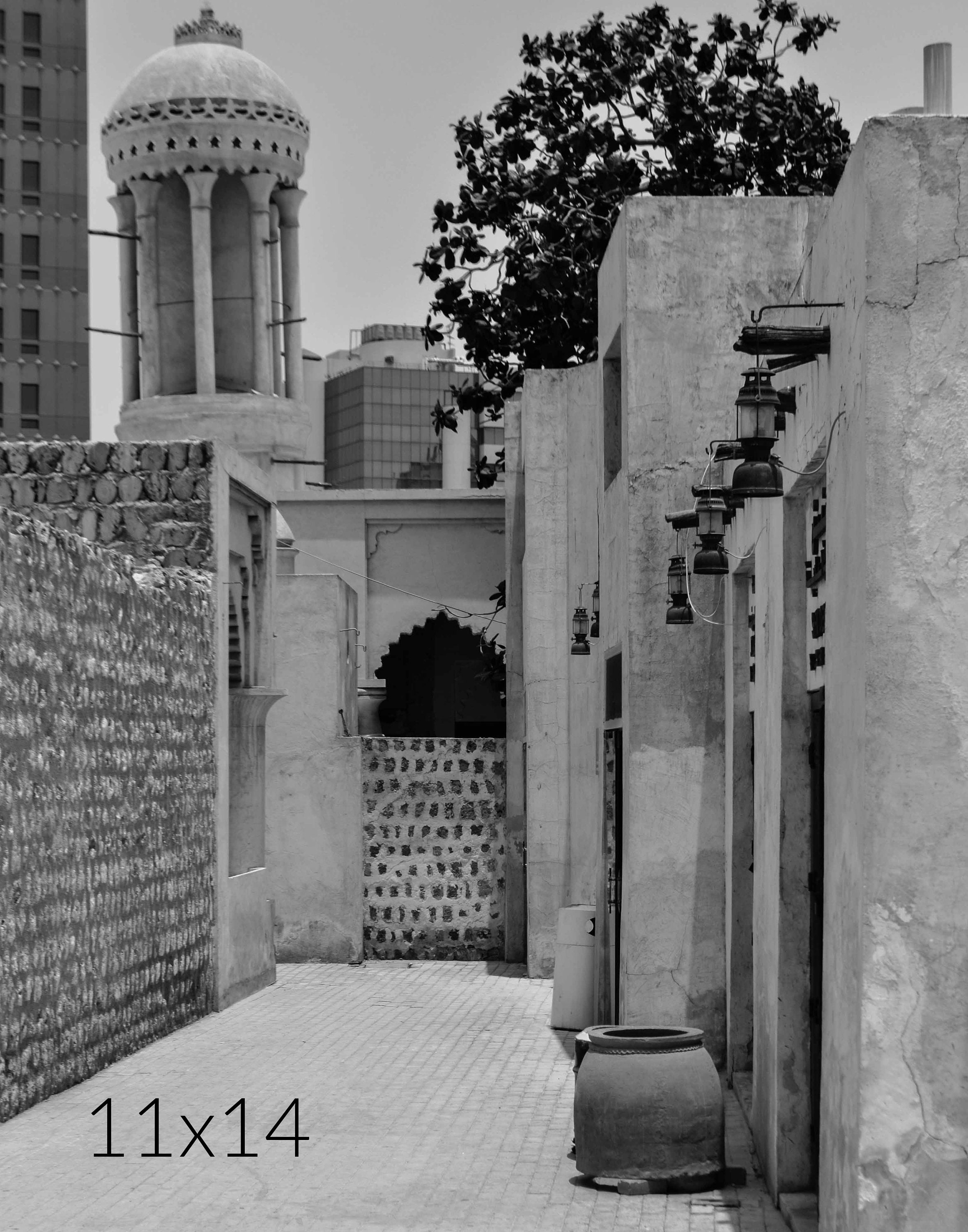 Black and white Middle East photography, Sharjah street scene print ...