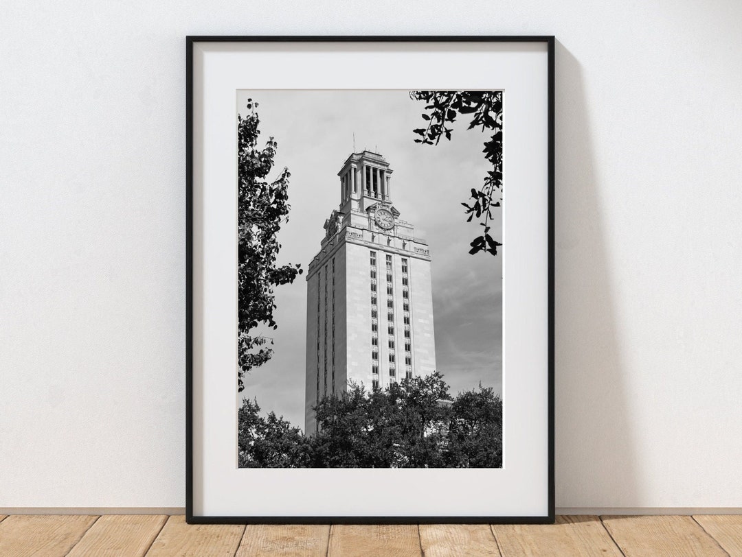 UT Austin Tower Print: Black and White University of Texas Photography ...
