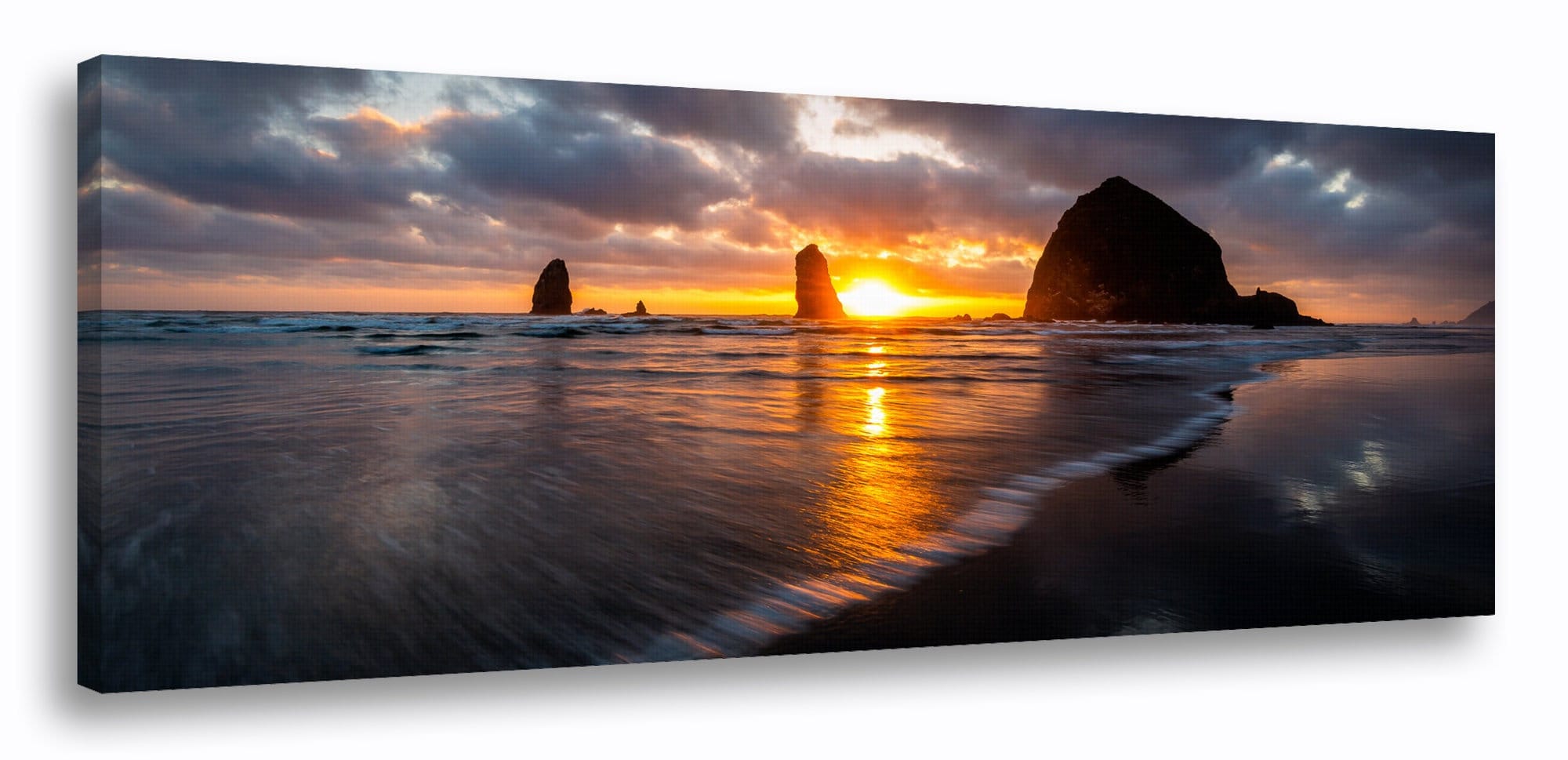Haystack Rock Sunset Panorama – Cannon Beach Oregon Photo Print ...