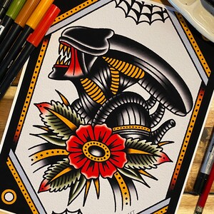 Alien Xenomorph and Jonesy Illustrated Art Print 23cm X 21cm - Etsy