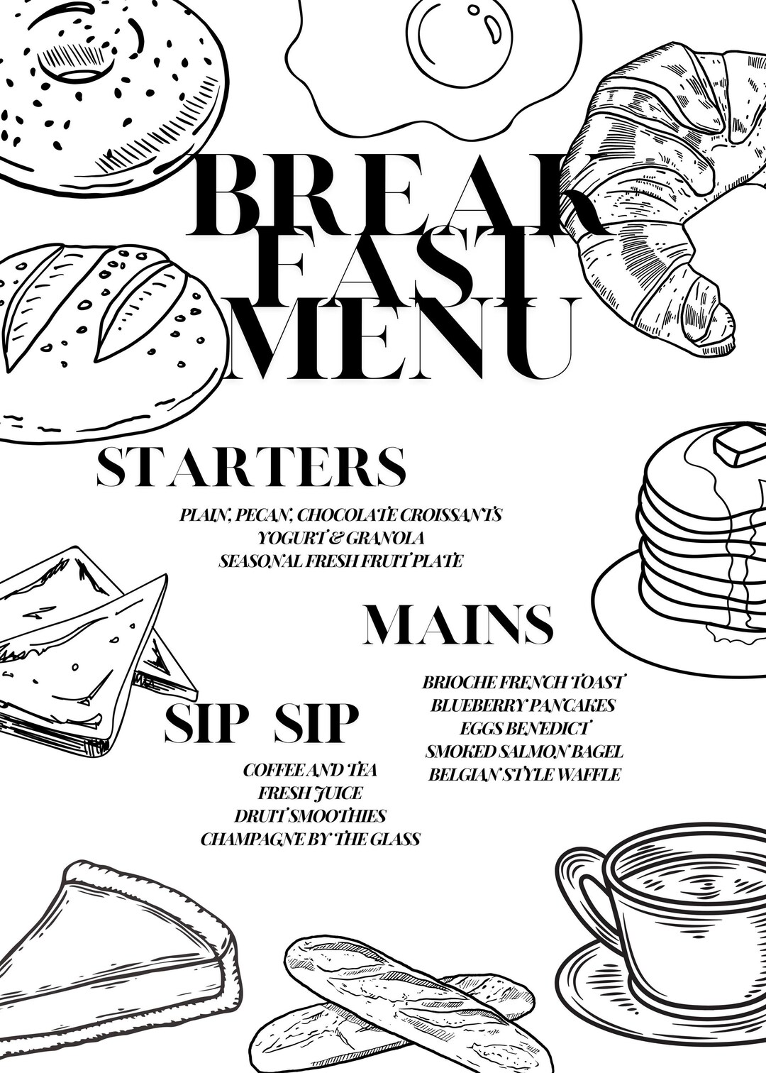 Breakfast Club Canva Menu Template - Etsy