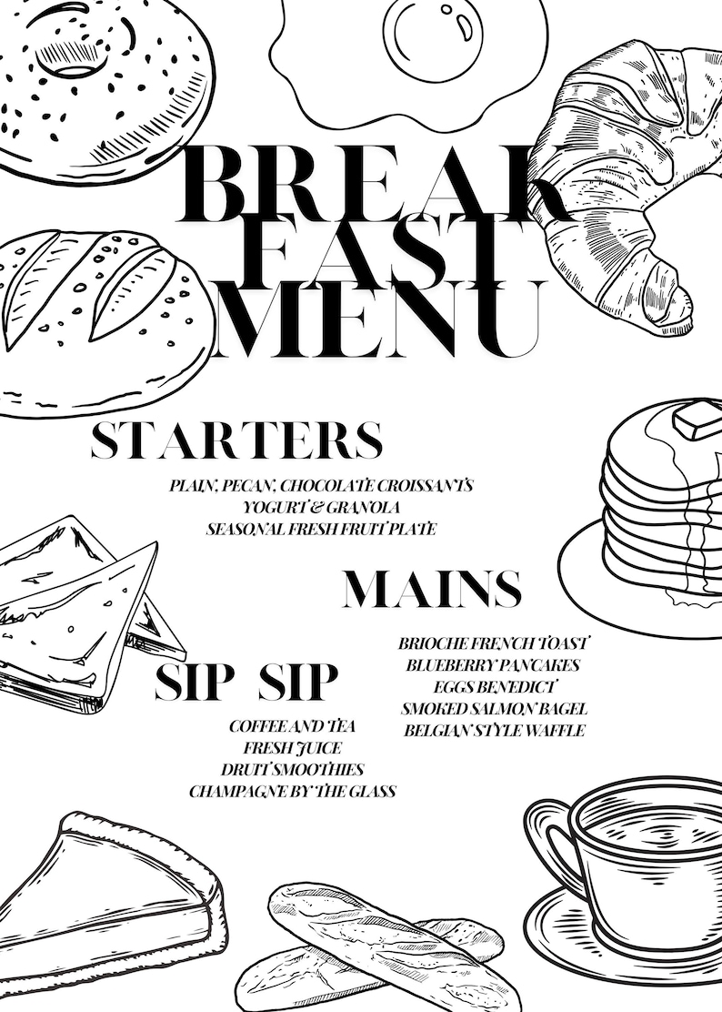 Breakfast Club Canva Menu Template - Etsy