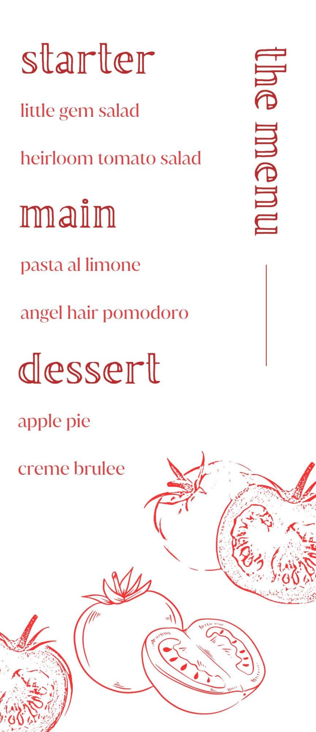 Red Tomato Themed Canva Dinner Menu Template - Etsy