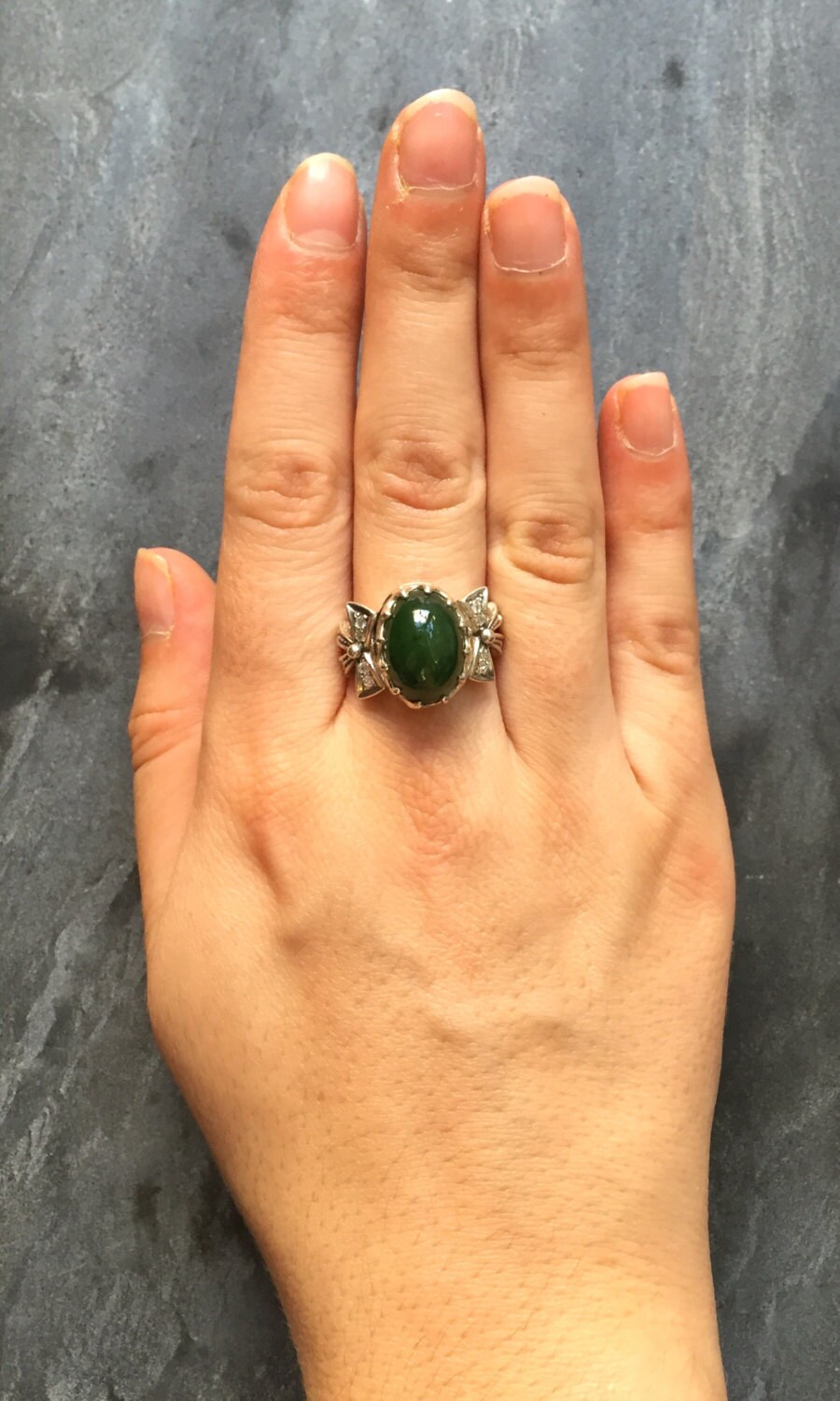 Jade Ring Natural Jade August Birthstone Ribbon Ring Green | Etsy