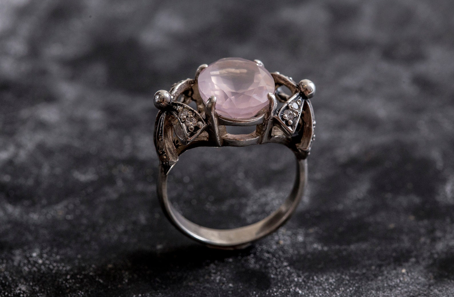 Rose Quartz Ring January Birthstone Ribbon Ring Pink | Etsy