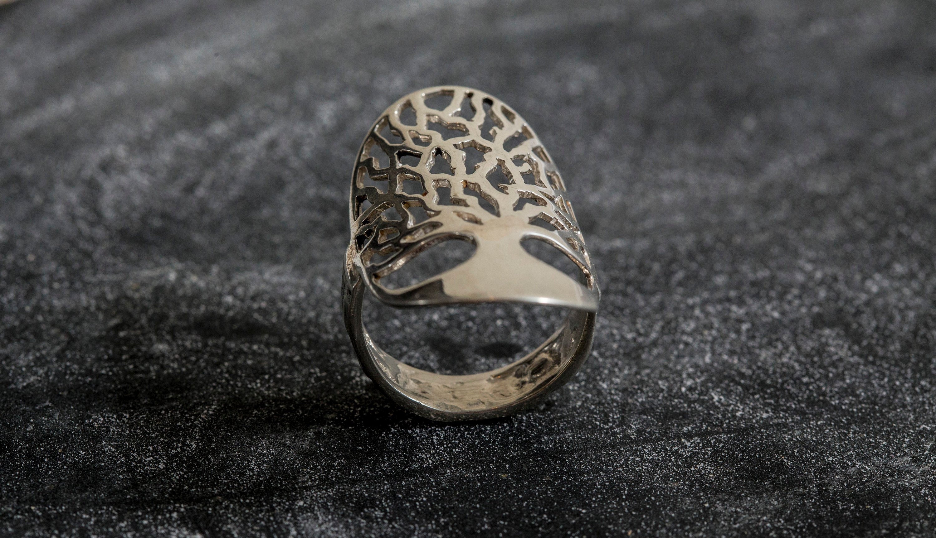 Tree Ring Silver Tree Ring Statement Ring Unique Ring Tree | Etsy
