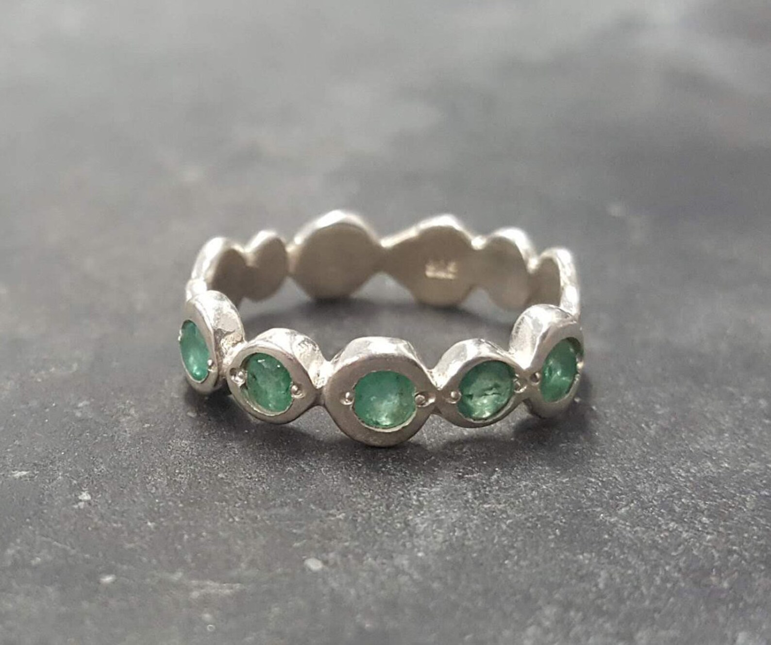 Emerald Band Natural Emerald Ring Stackable Band May | Etsy UK