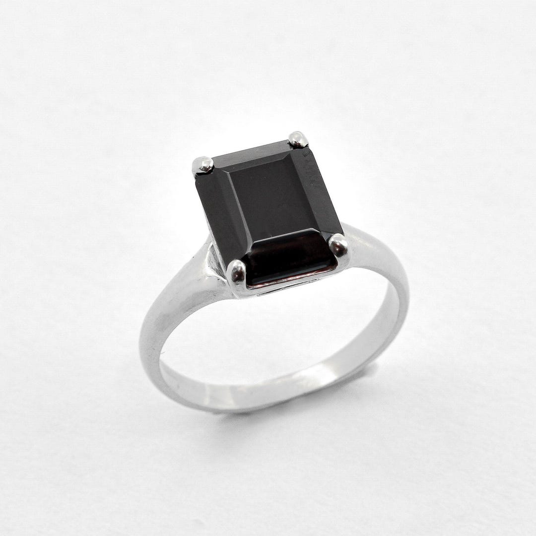 Square Onyx Ring, Natural Onyx, Black Square Ring, Solid Silver Ring ...