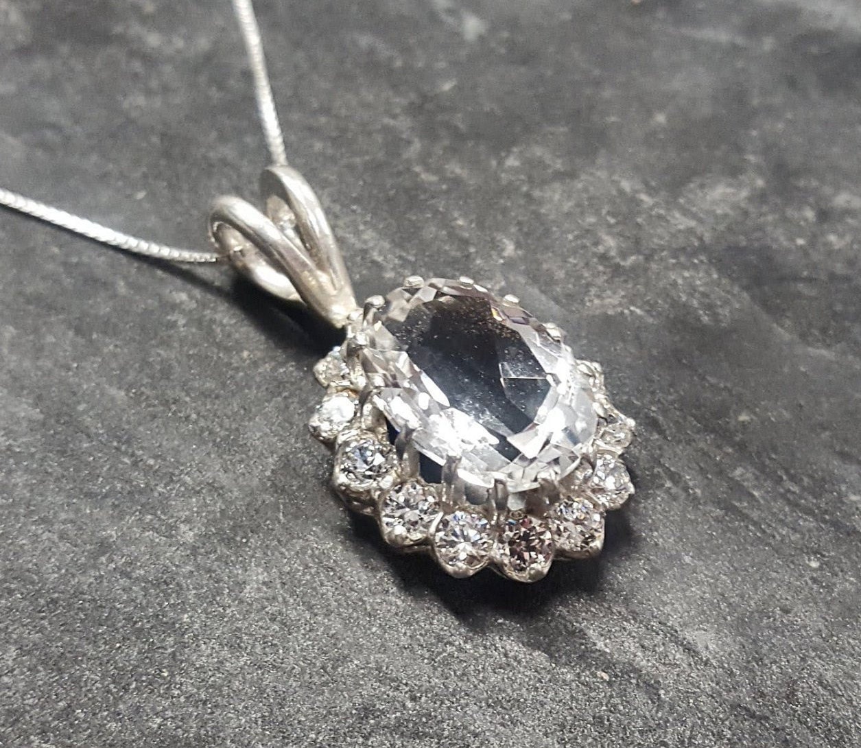 Colgante de diamantes colgante princesa diana topacio | Etsy