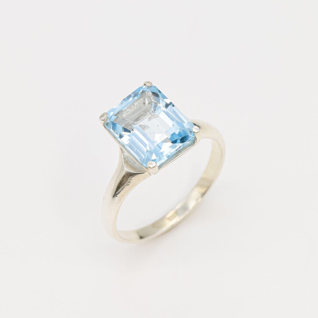 Square Ring, Blue Topaz Ring, Natural Blue Topaz, Vintage Rings ...