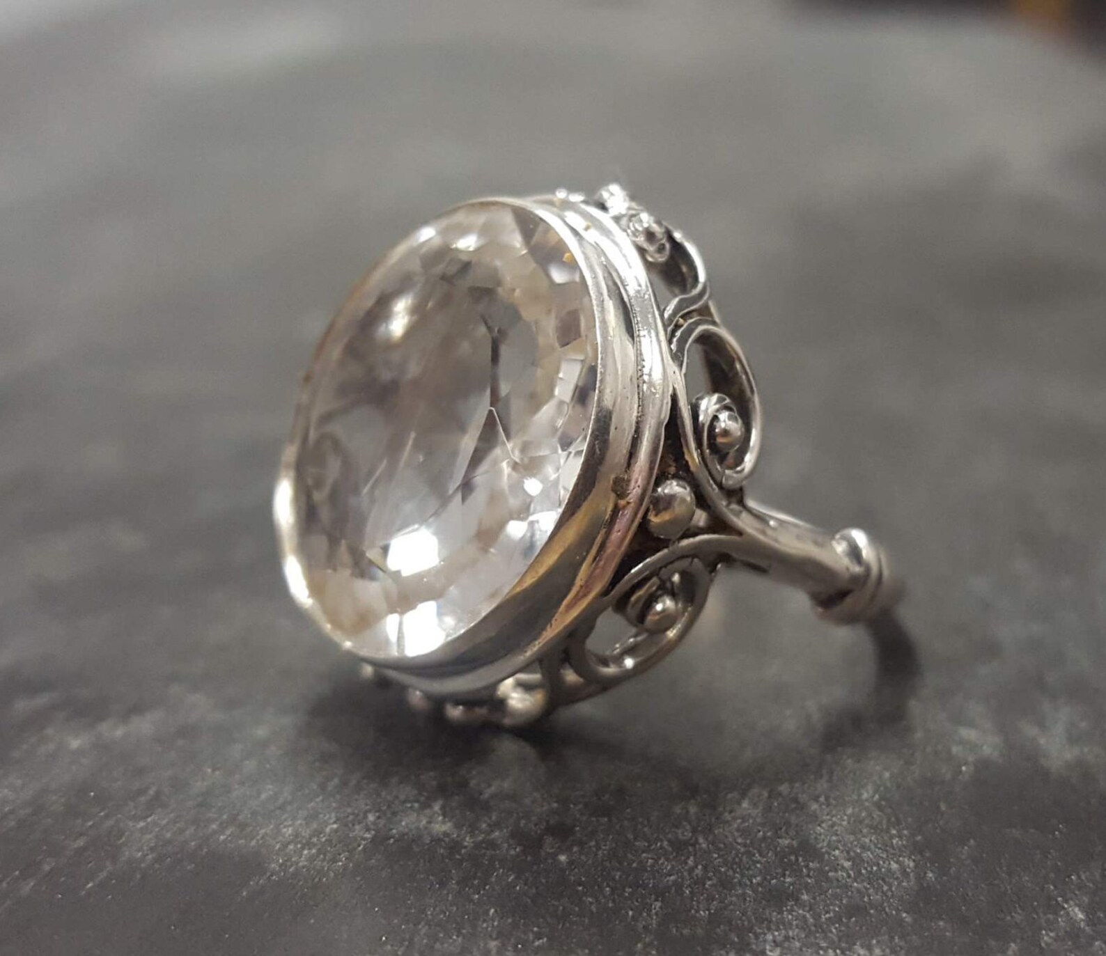 Large Topaz Ring Vintage Rings Natural Topaz White Topaz - Etsy UK