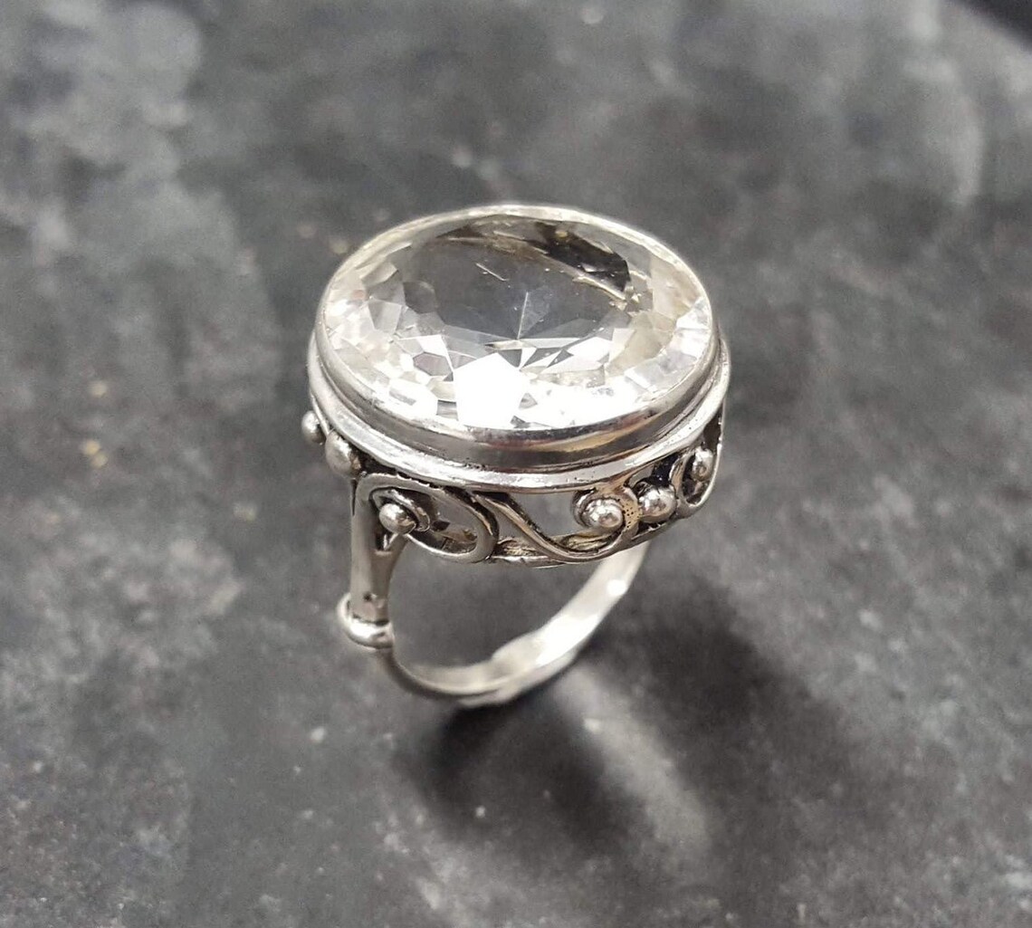 Large Topaz Ring Vintage Rings Natural Topaz White Topaz - Etsy UK