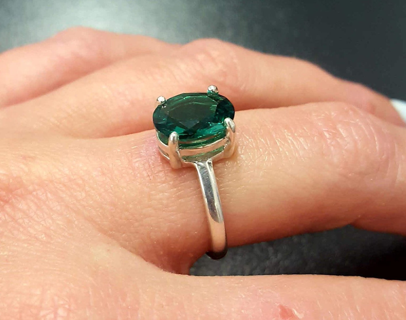 Emerald Vintage Ring Emerald Ring Created Emerald Promise - Etsy UK