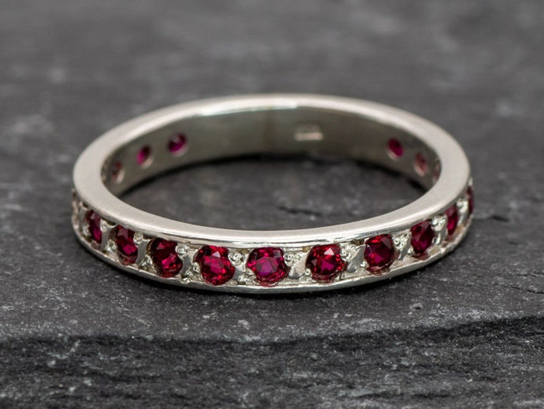 Ruby Band, Stacking Modern Ring, Wedding Band, Created Ruby Ring ...