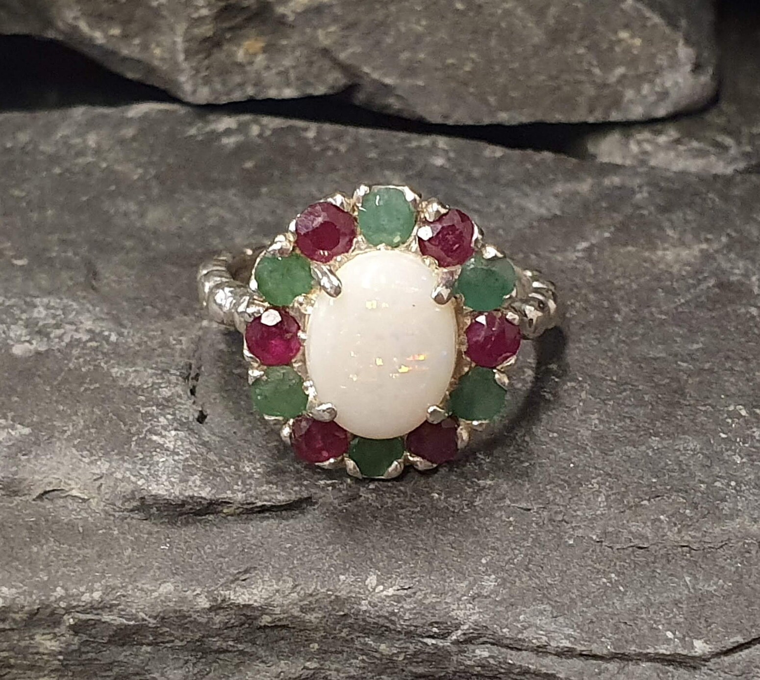 Opal Ring Natural Opal Emerald Ring Vintage Rings Natural | Etsy