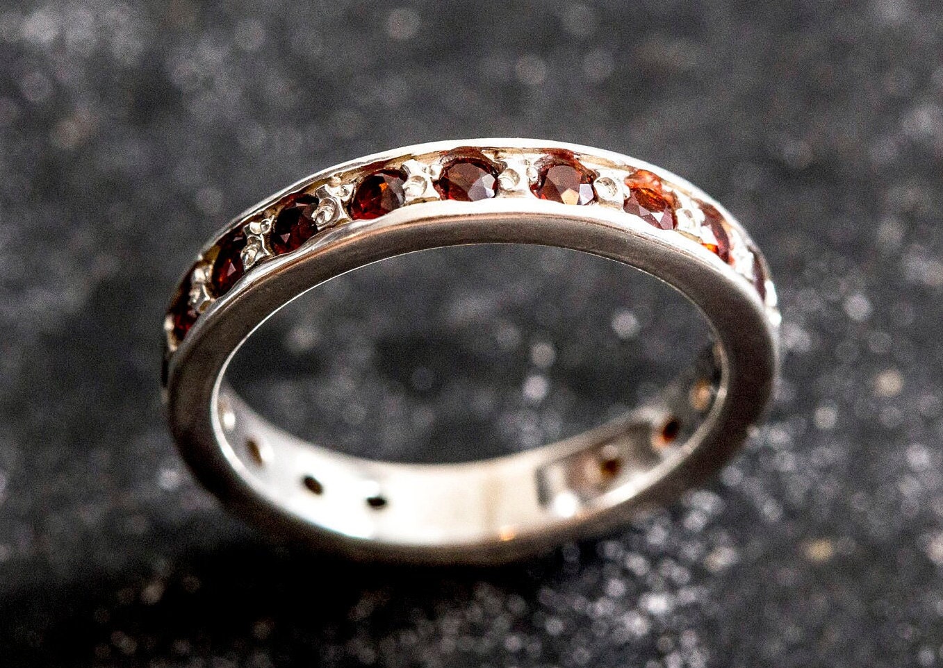 Garnet Ring Eternity Band Natural Garnet January Ring - Etsy UK