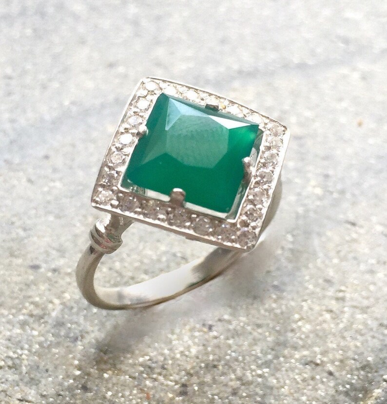 Square Emerald Ring Created Emerald 6 Carat Ring Vintage - Etsy