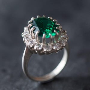 Princess Di Ring, Emerald Ring, Princess Diana Ring, Solid Silver Ring ...