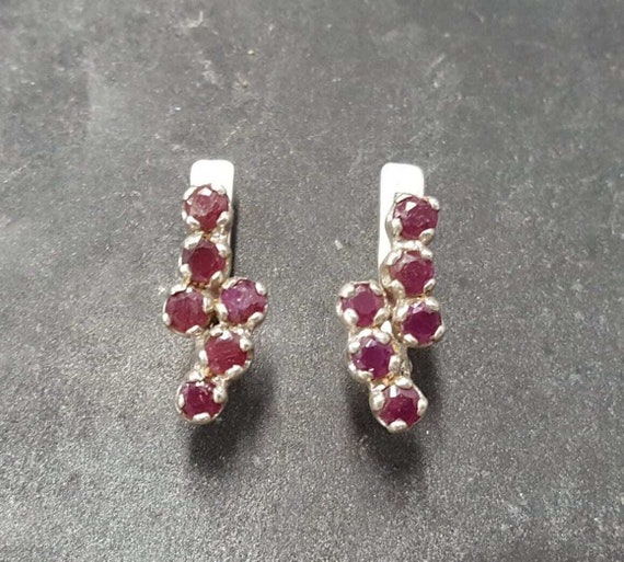 Ruby Earrings Natural Ruby Red Ruby Studs July Birthstone Dainty Ruby Earrings July Earrings Red Vintage Studs Solid Silver Earrings Etsy