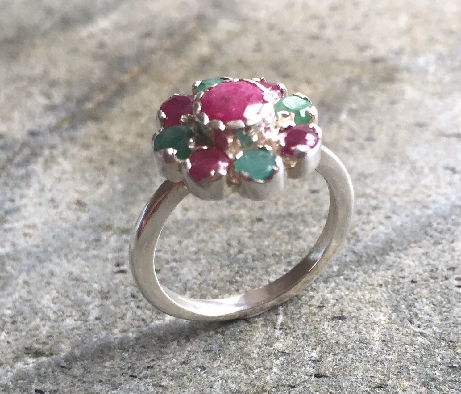 Flower Ring Ruby Ring Natural Ruby Emerald Ring Natural | Etsy