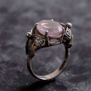 Rose Quartz Ring January Birthstone Ribbon Ring Pink - Etsy