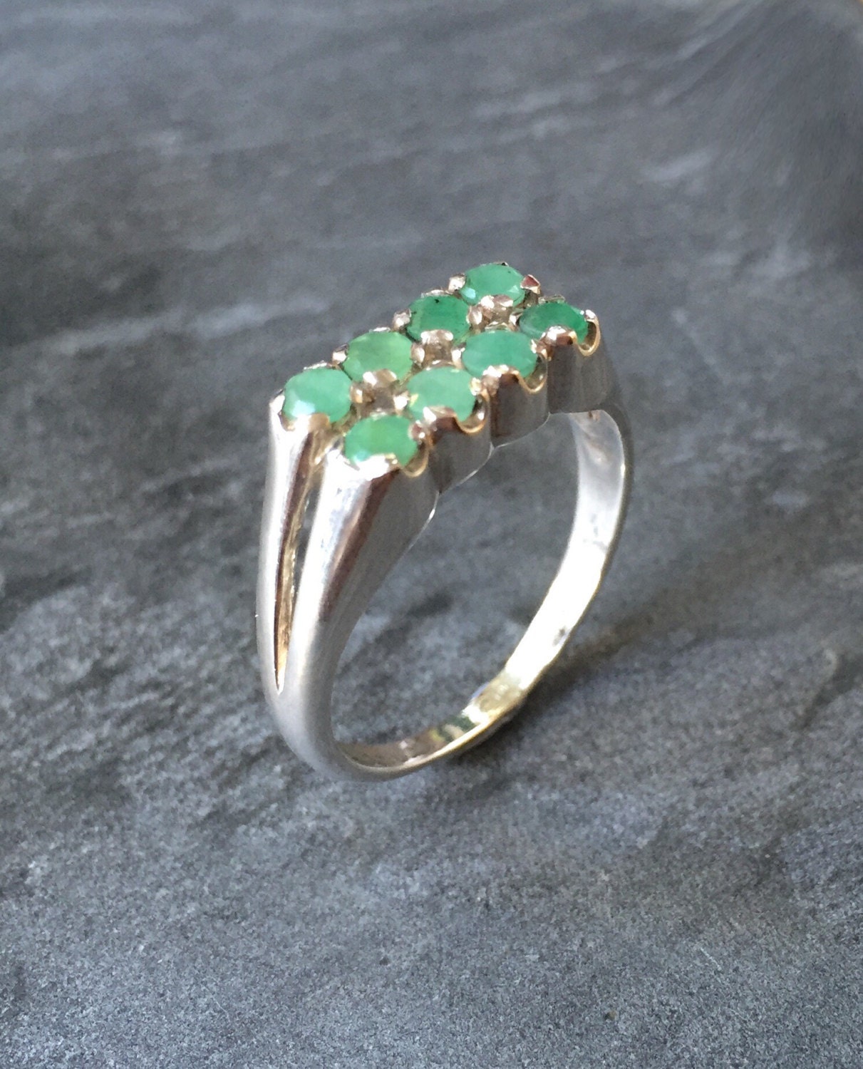 Emerald Rings Natural Emerald Double Band Real Emerald | Etsy