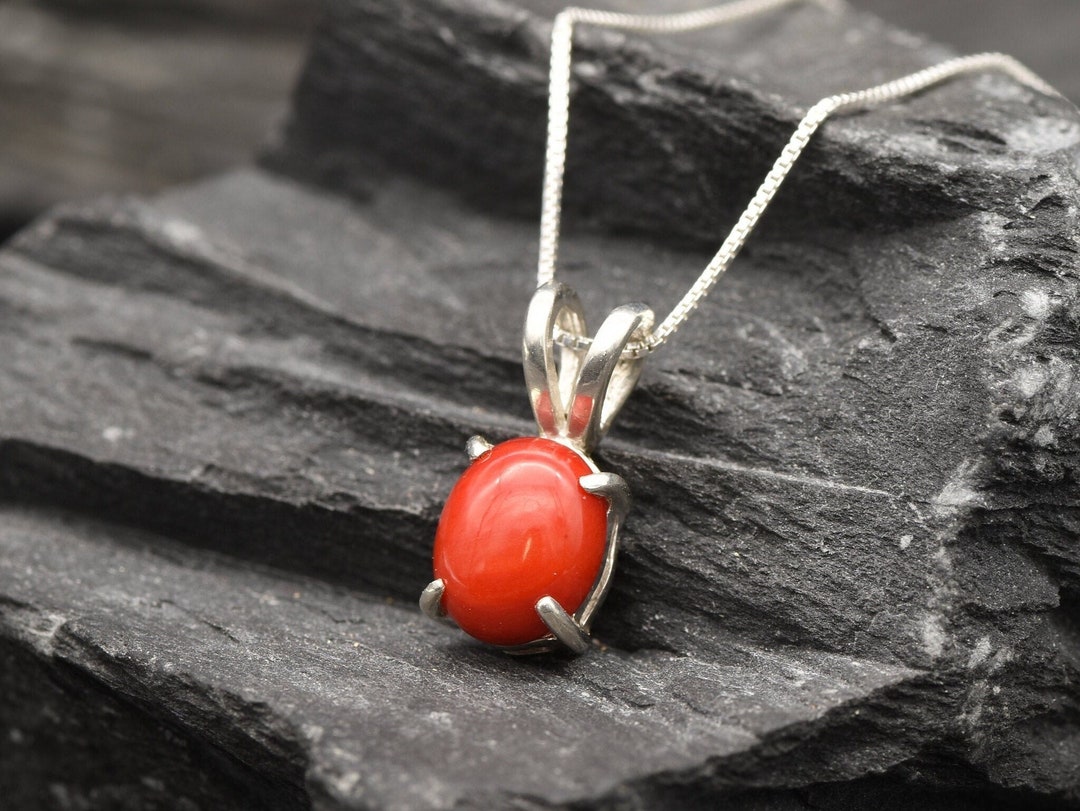Red Coral Pendant, Minimalist Pendant, Natural Coral, Coral Necklace ...
