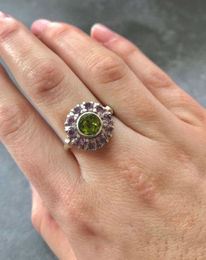 Peridot Ring Natural Peridot Ring Amethyst Ring Natural | Etsy
