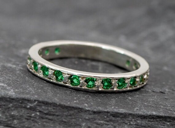 Emerald Stacking Band Emerald Eternity Ring Created Emerald | Etsy