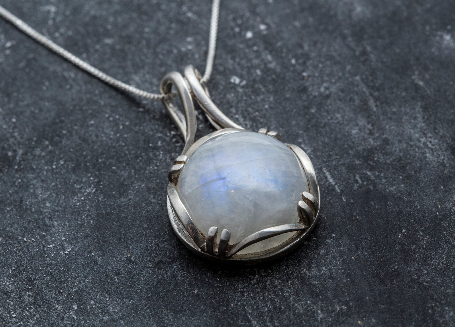 Round Moonstone Pendant Rainbow Moonstone Large Moonstone - Etsy