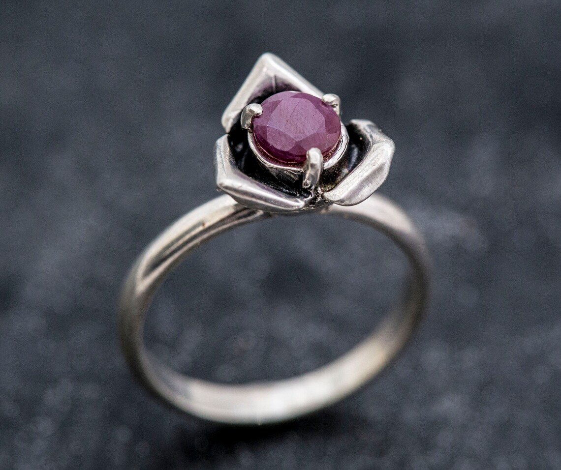 Red Rose Ring Real Ruby Ring Flower Ring Natural Ruby - Etsy UK