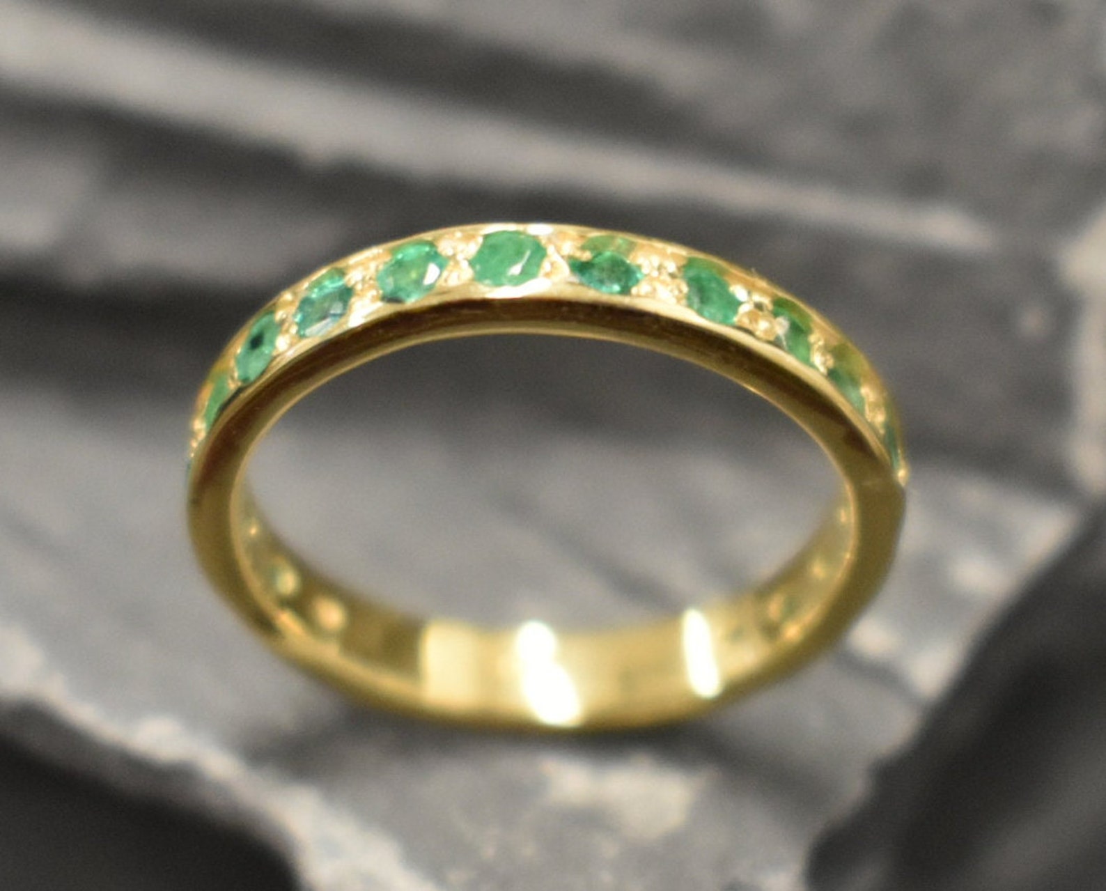 Gold Emerald Band Emerald Ring Natural Emerald May - Etsy