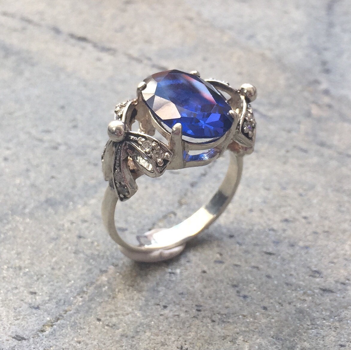 Ribbon Ring Blue Sapphire Ring Vintage Sapphire Ring - Etsy UK