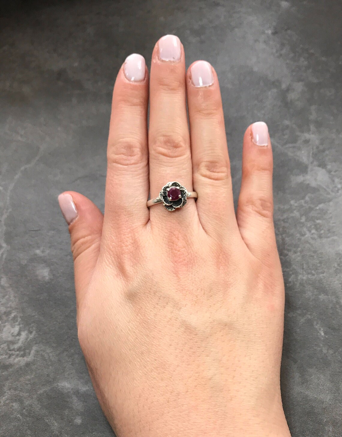 Real Ruby Ring Flower Ring Natural Ruby Vintage Ruby Ring | Etsy