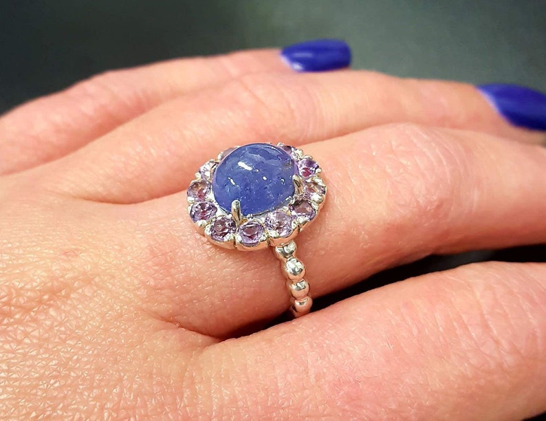 Tanzanite Ring Natural Tanzanite Amethyst Ring December | Etsy