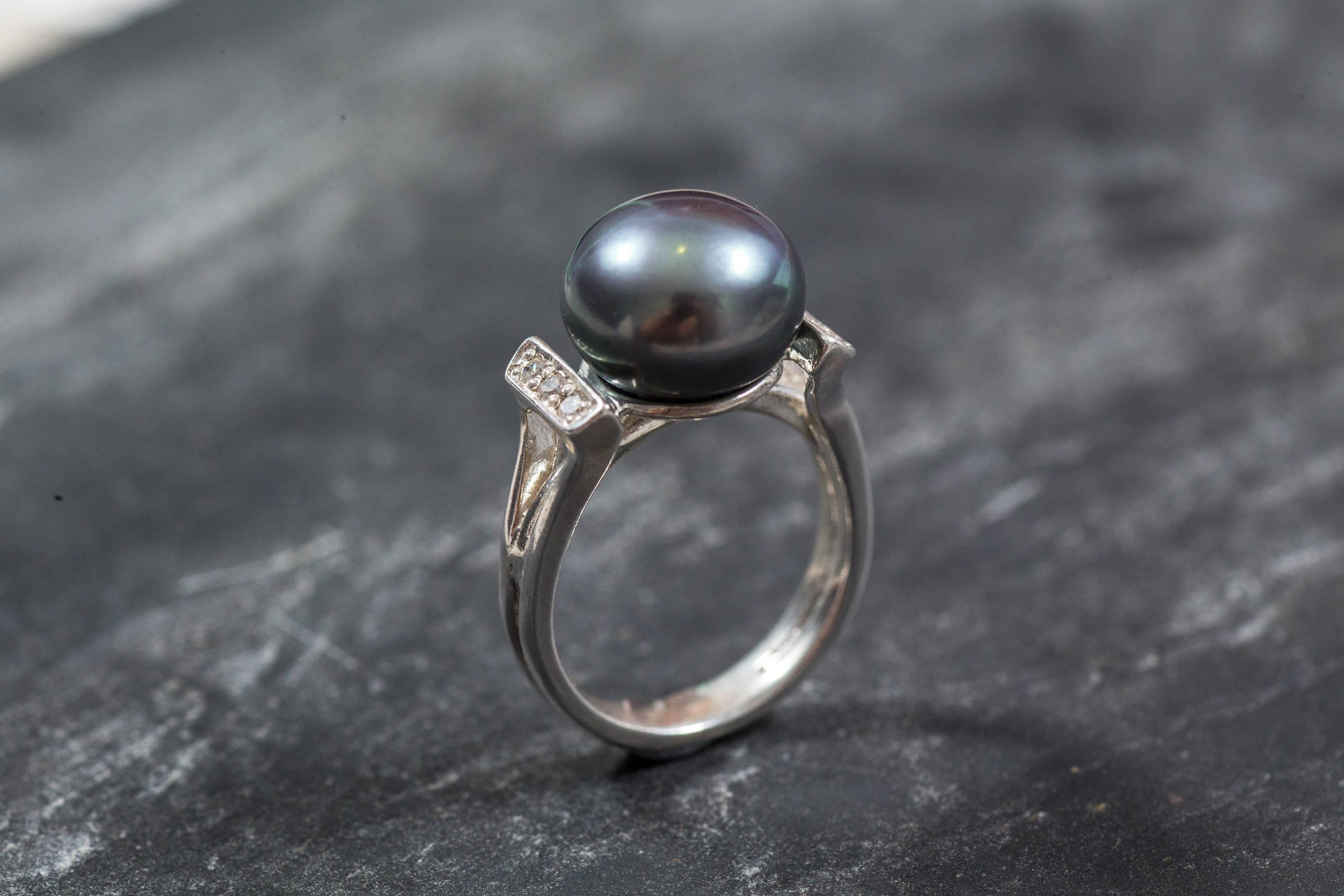 Schwarze Perle Ring naturliche schwarze Perle Juni Birthstone Vintage Perle Ring Perle Silber Ring edle Perle Ring Fur Sie Adina Stein Etsy