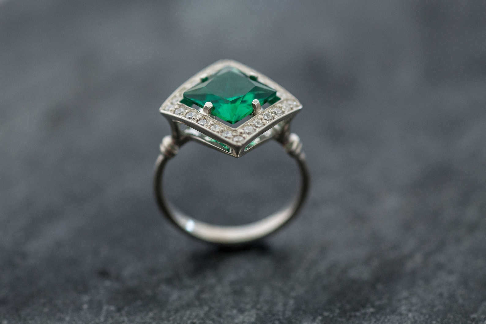 Emerald Ring Emerald Engagement Ring Created Emerald | Etsy