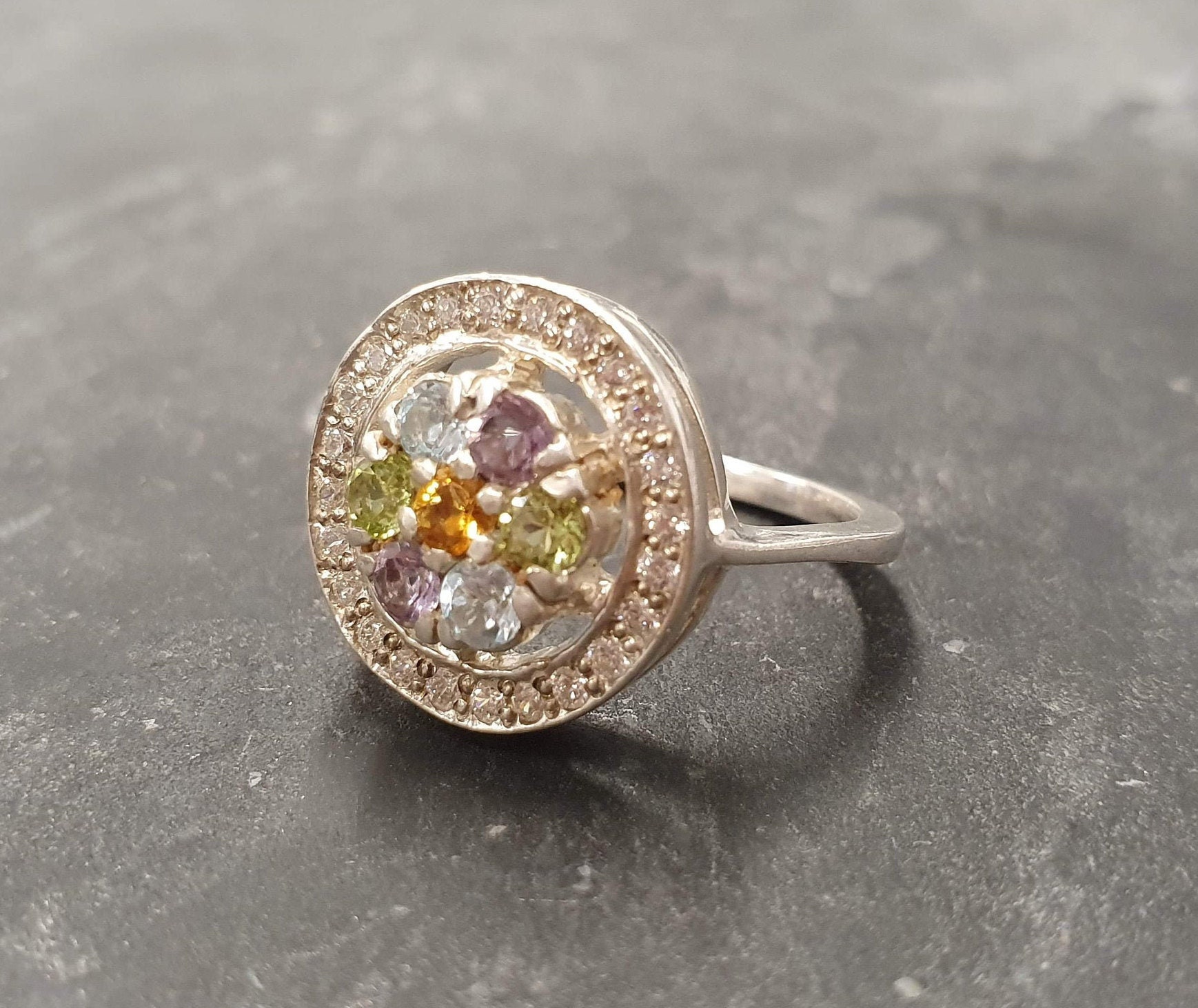 Flower Ring Topaz Ring Natural Topaz Ring Birthstone Ring | Etsy