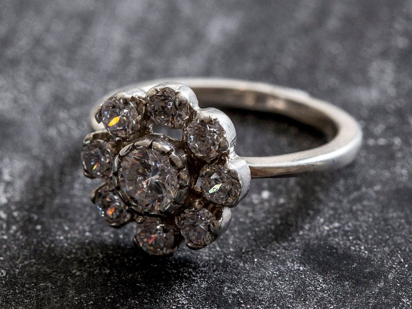 Vintage Engagement Ring Vintage Flower Vintage Diamond Ring - Etsy UK