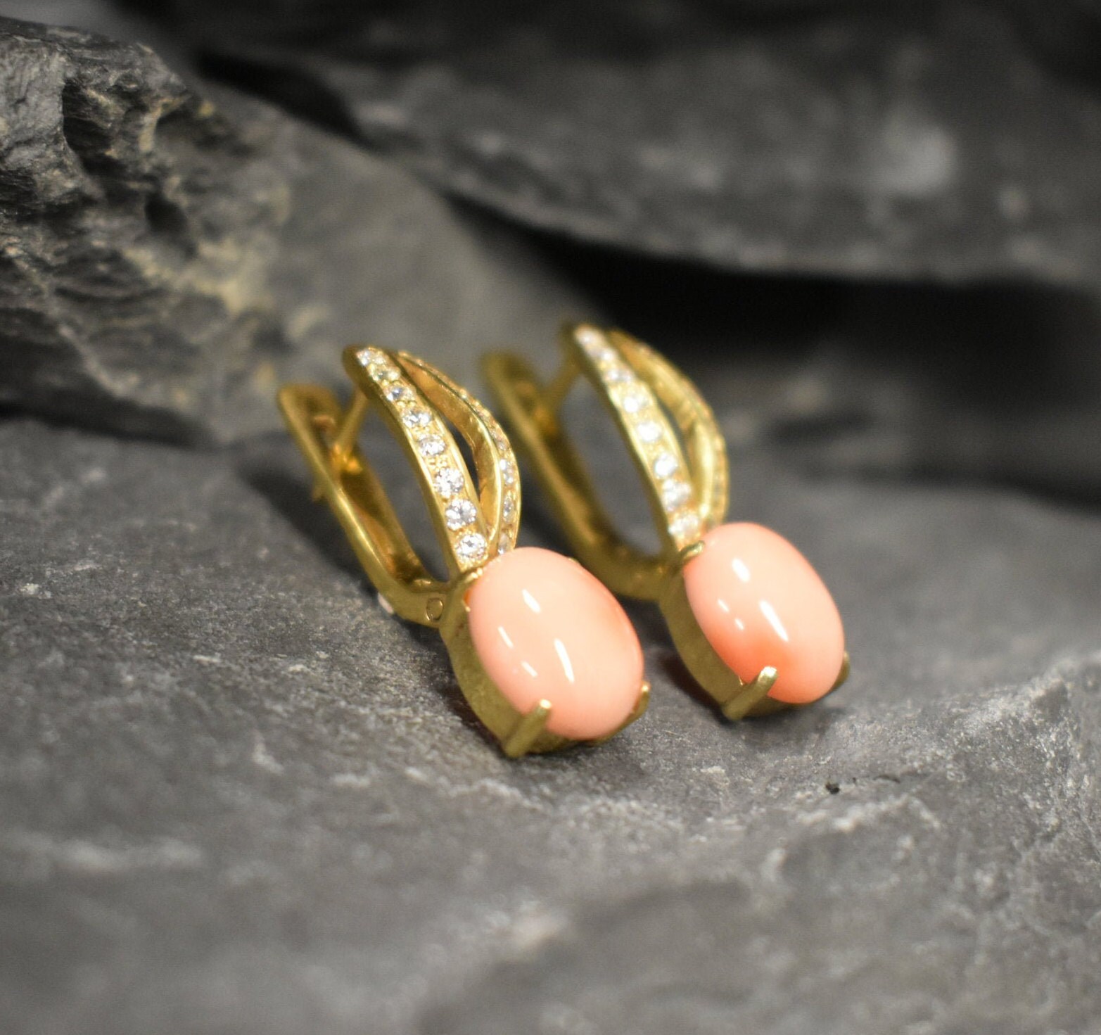Gold Coral Earrings Coral Earrings Natural Coral March | Etsy