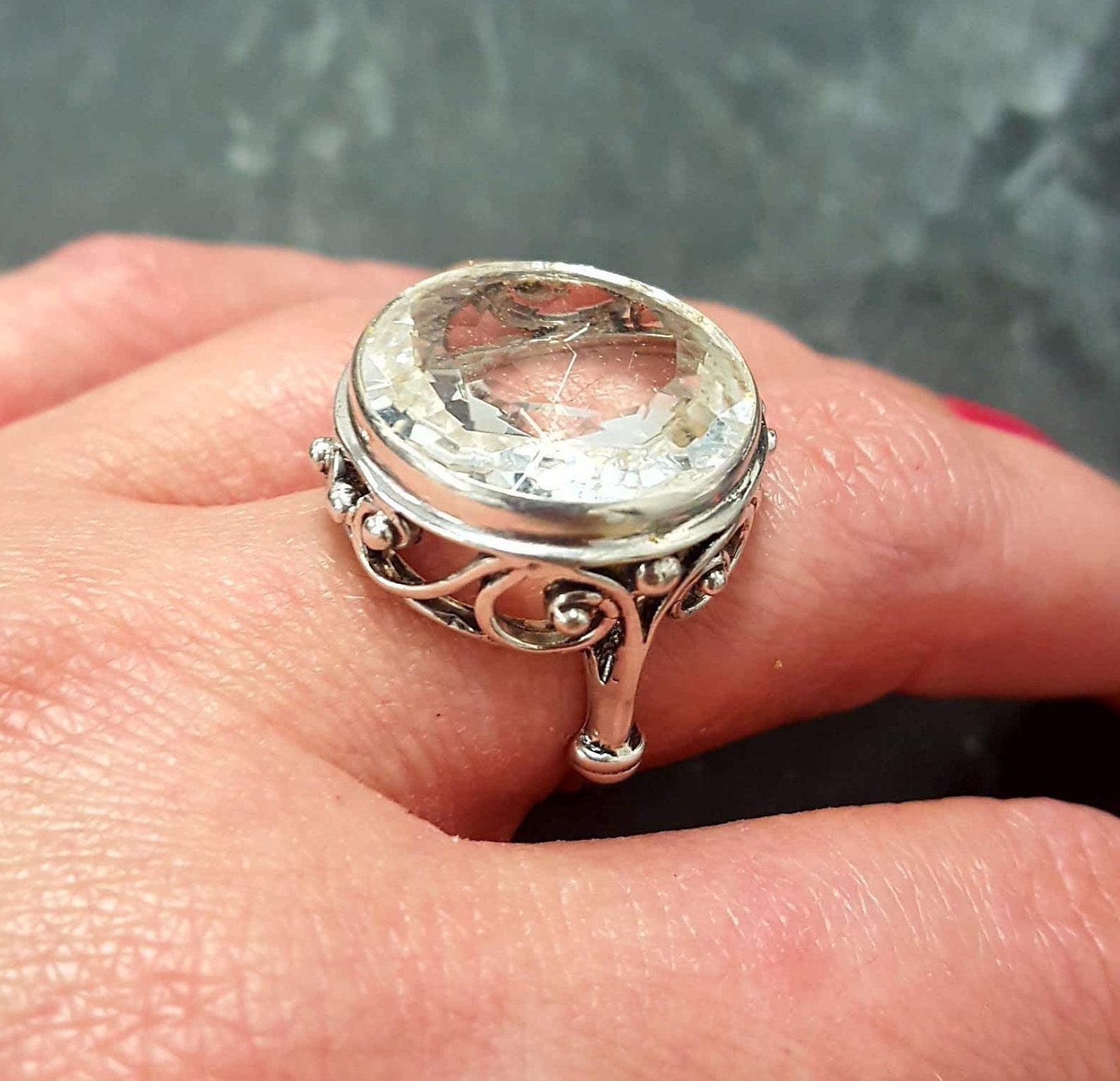 Large Topaz Ring Vintage Rings Natural Topaz White Topaz - Etsy UK