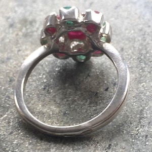 Flower Ring, Ruby Ring, Natural Ruby, Emerald Ring, Natural Emerald ...