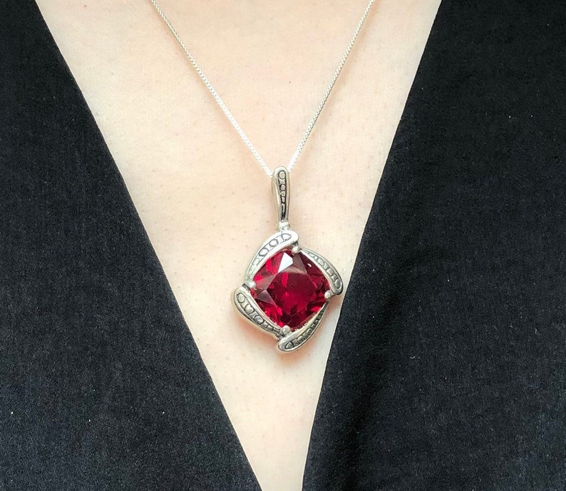 Ruby Pendant Created Ruby Vintage Pendant Square Pendant - Etsy UK